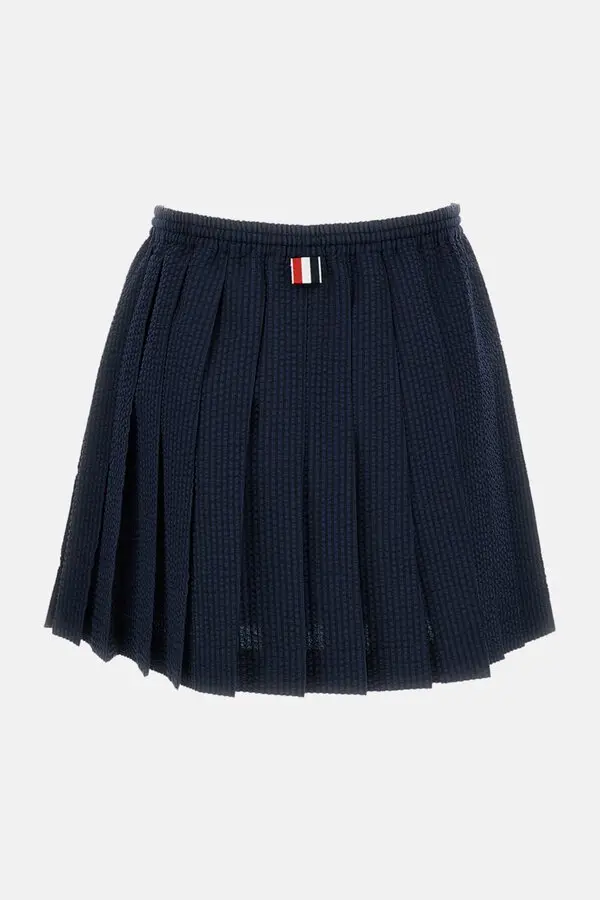 Thom Browne Pleated Seersucker Mini Skirt - Multicolor