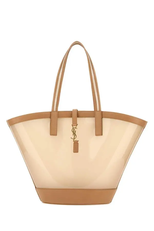 Saint Laurent Two-tone Vinyl And Leather Panier Shopping Bag - Multicolor