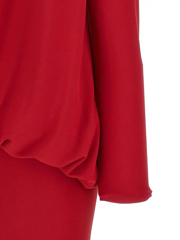 Magda Butrym Long Shiny Jersey Dress With Flower Detail