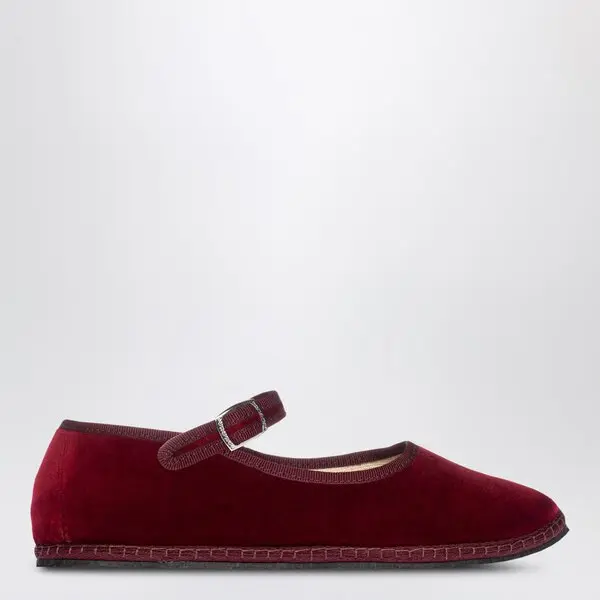 VIBI VENEZIA Burgundy Velvet Mary Jane With Adjustable Buckle Strap - Red