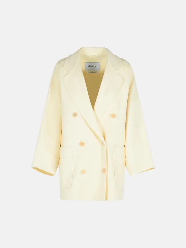 Max Mara Teddy Crop Wool Blend Coat - White