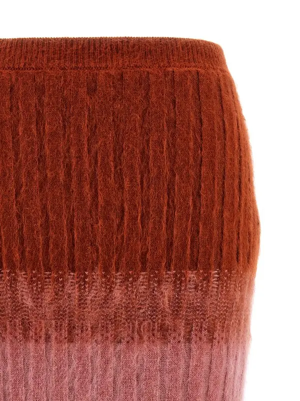 Fendi Wool And Mohair Midi Skirt With Degradé Effect - Multicolor