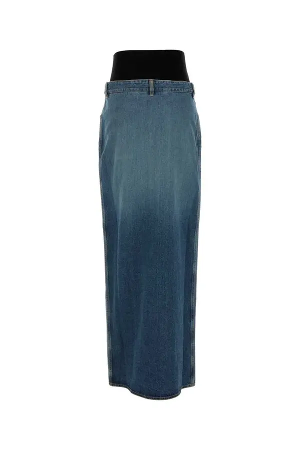 Alaïa Denim Button-up Maxi Skirt