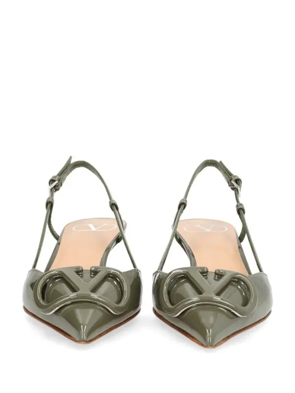 Valentino Garavani Vlogo Slingback Pumps In Crocodile Print Leather