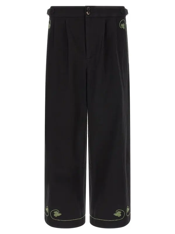 BODE Lucky Draw" Embroidered Wide Leg Pants