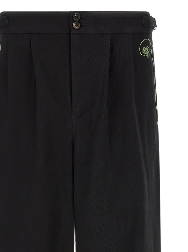 BODE Lucky Draw" Embroidered Wide Leg Pants