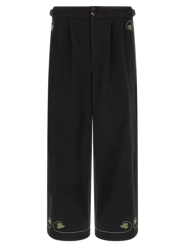 BODE Lucky Draw" Embroidered Wide Leg Pants