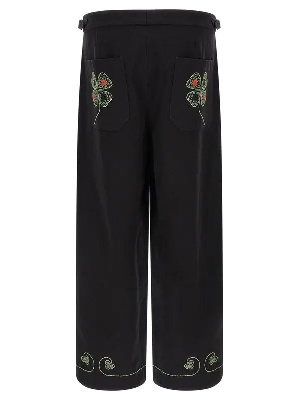 BODE Lucky Draw" Embroidered Wide Leg Pants
