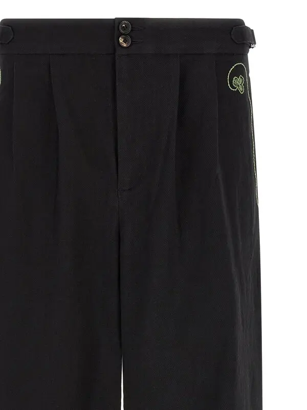 BODE Lucky Draw" Embroidered Wide Leg Pants