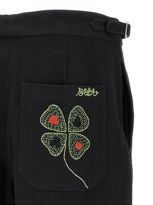 BODE Lucky Draw" Embroidered Wide Leg Pants