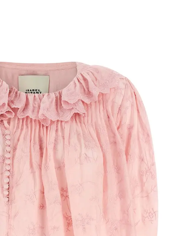 Isabel Marant Étoile Zelly Embroidered Cotton Silk Top - Pink