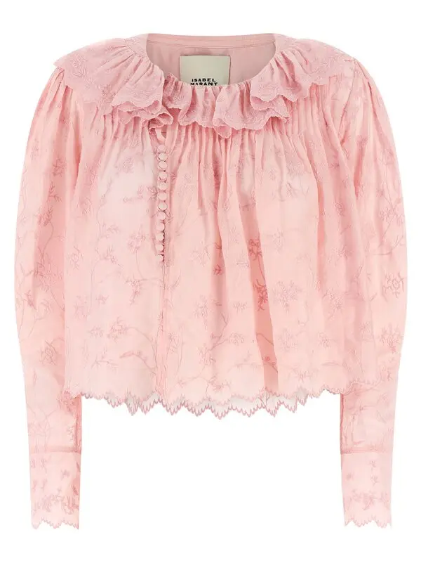 Isabel Marant Étoile Zelly Embroidered Cotton Silk Top - Pink