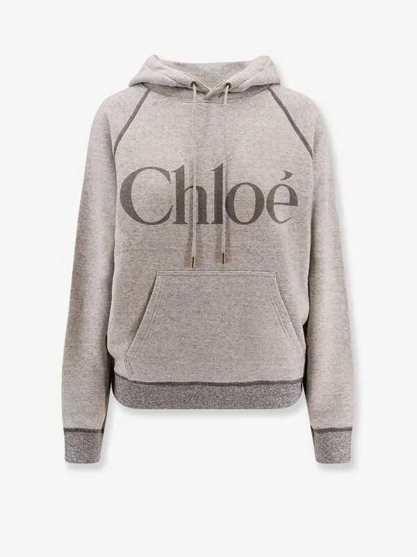 Chloé Cotton Blend Hooded Sweatshirt With Logo Print - Multicolor