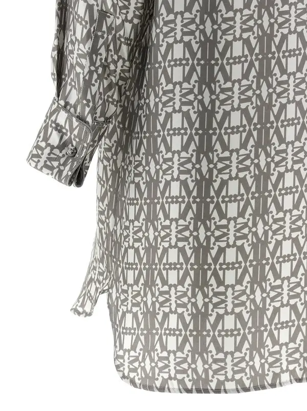 Max Mara Grembo Monogram Print Silk Twill Chemisier Dress - Gray