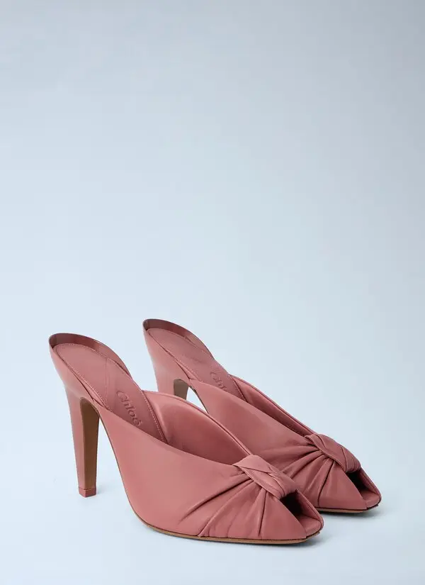 Chloé Suzie Knotted Pointed Toe High Heel Mules - Pink