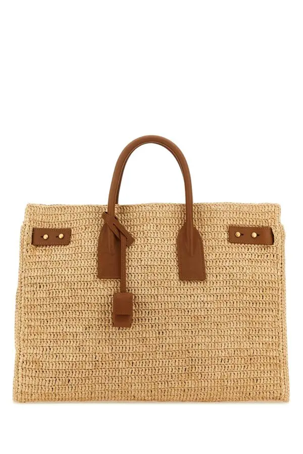 Saint Laurent Raffia Medium Sac De Jour Shopping Bag - Brown