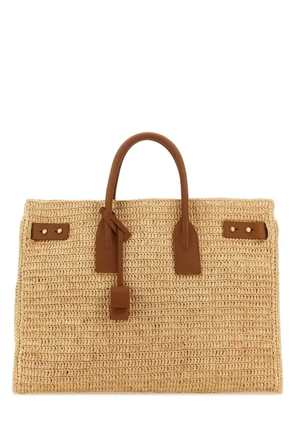 Saint Laurent Raffia Medium Sac De Jour Shopping Bag - Brown