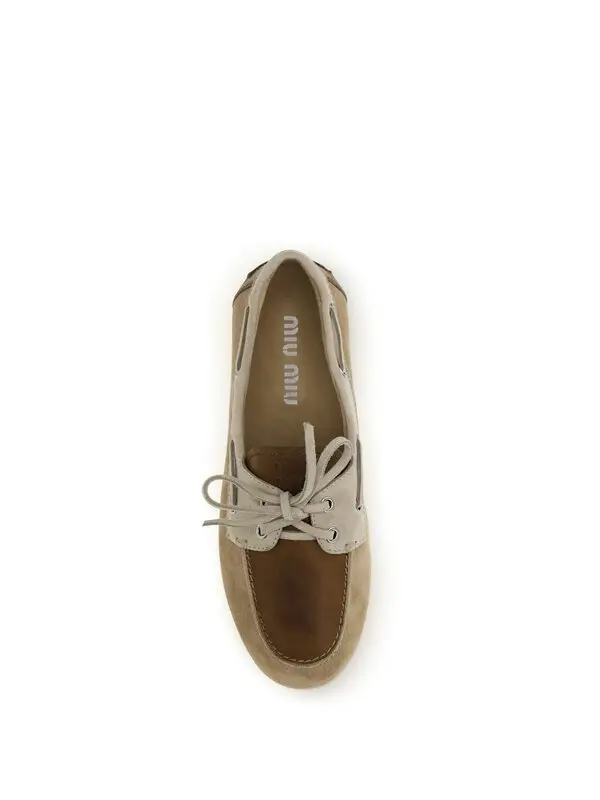 Miu Miu Leather And Suede Loafers - Multicolor