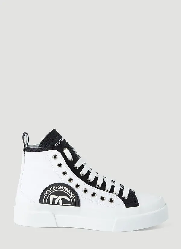 Dolce & Gabbana High Top Color Block Sneakers - White