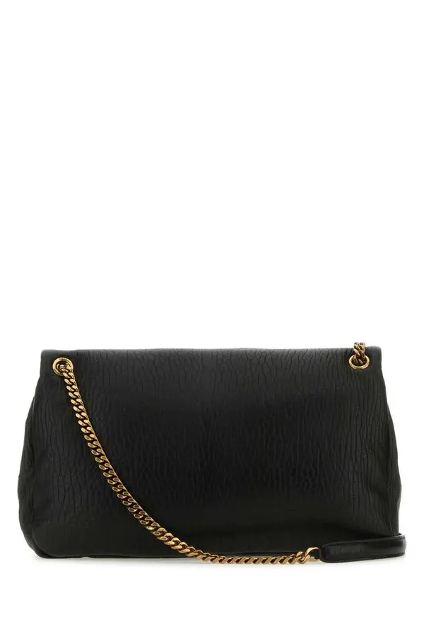 Saint Laurent Leather Calypso Shoulder Bag With Antiqued Silver Brass Hardware - Black