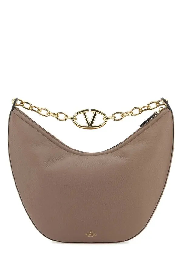 Valentino Garavani Antiqued Leather Medium Hobo Vlogo Moon Shoulder Bag - Pink
