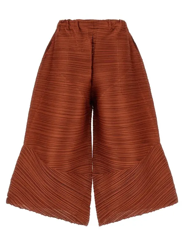 Issey Miyake Wide Leg Pleated Pants - Brown