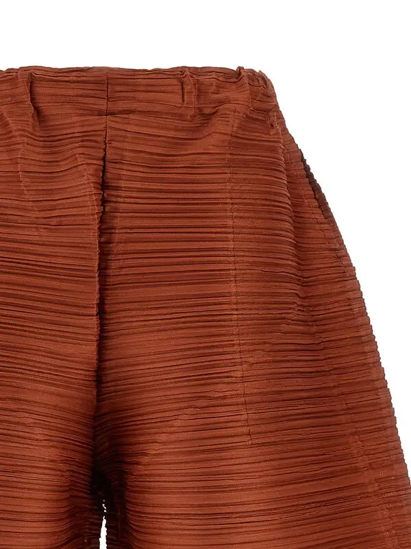 Issey Miyake Wide Leg Pleated Pants - Brown