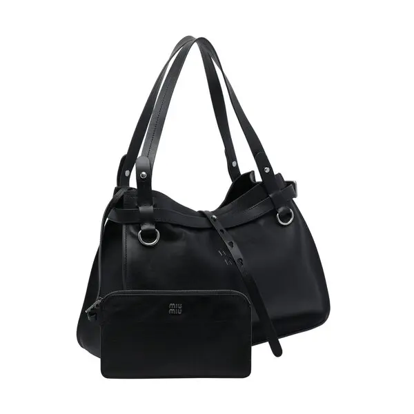 Miu Miu Logo Shoulder Bag - Black