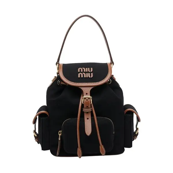 Miu Miu Logo Backpack - Black
