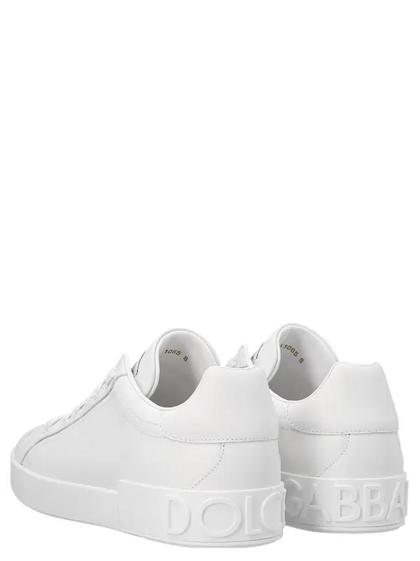 Dolce & Gabbana Portofino Leather Logo Lace-up Sneakers - White