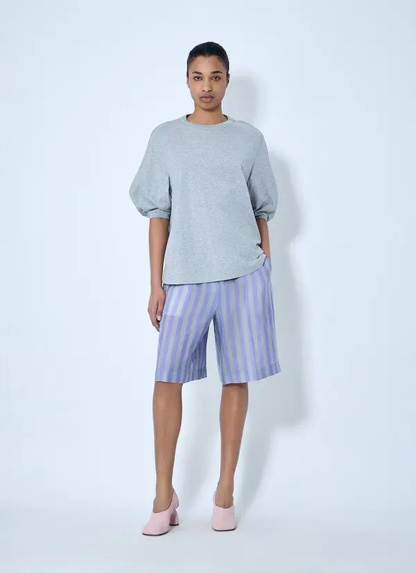 Dries Van Noten Relaxed Knit Top With Three-quarter Sleeves - Gray