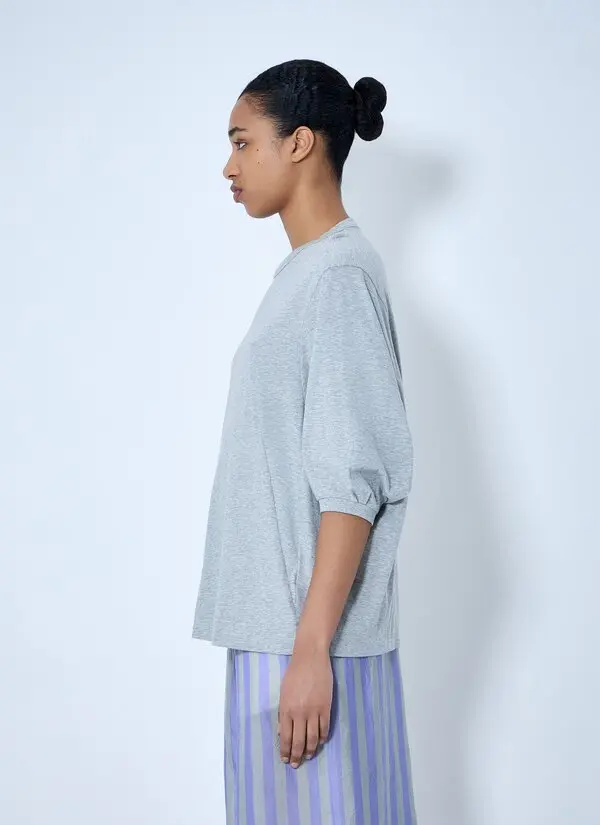Dries Van Noten Relaxed Knit Top With Three-quarter Sleeves - Gray
