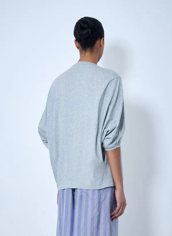Dries Van Noten Relaxed Knit Top With Three-quarter Sleeves - Gray