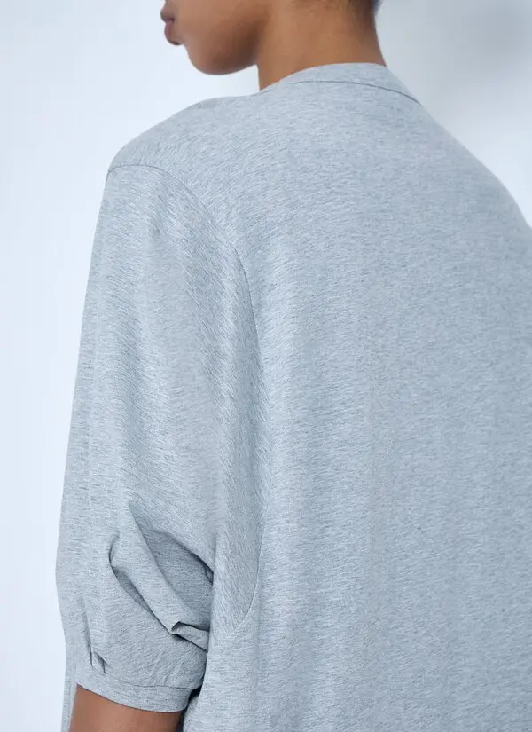 Dries Van Noten Relaxed Knit Top With Three-quarter Sleeves - Gray