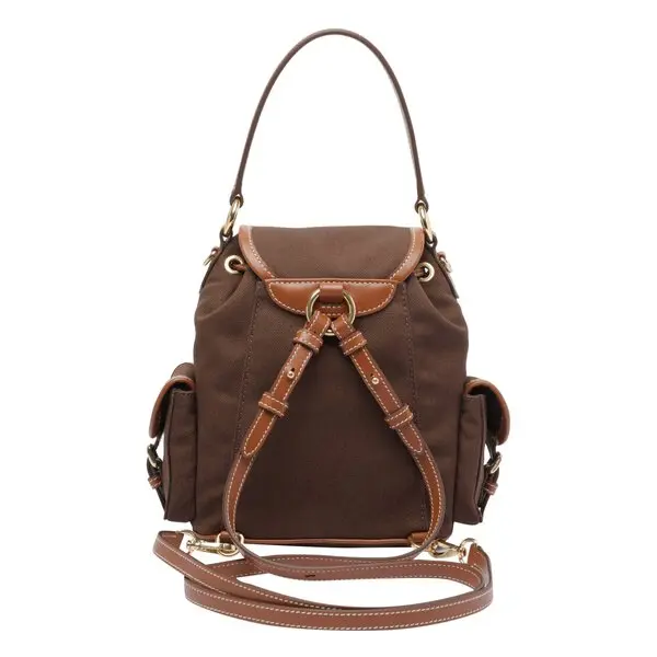 Miu Miu Fabric And Leather Trimmed Logo Backpack