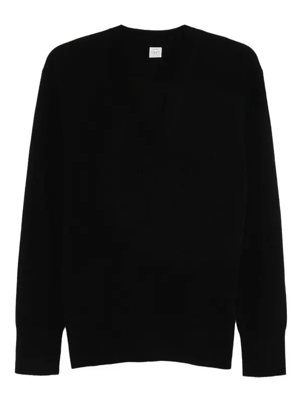 TOTEME Oversized Cashmere V-neck Sweater - Black
