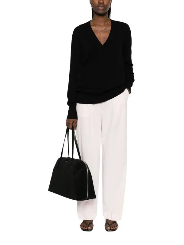 TOTEME Oversized Cashmere V-neck Sweater - Black