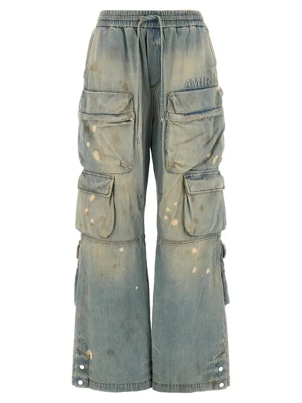 Amiri Cargo Flare Jeans With Distressed Details