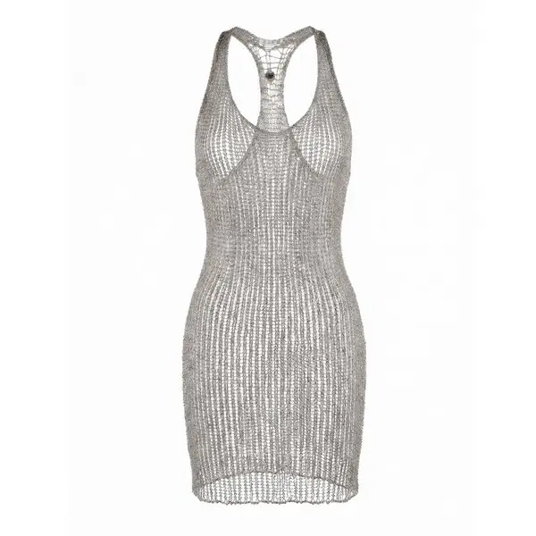 NATALIA FEDNER Chainmail Style Mini Dress - Silver
