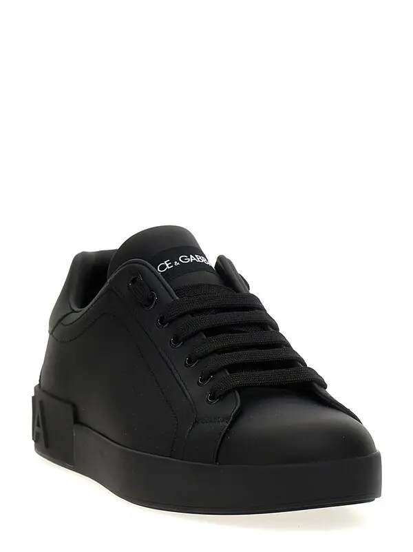 Dolce & Gabbana Portofino' Lace-up Leather Sneakers - Black