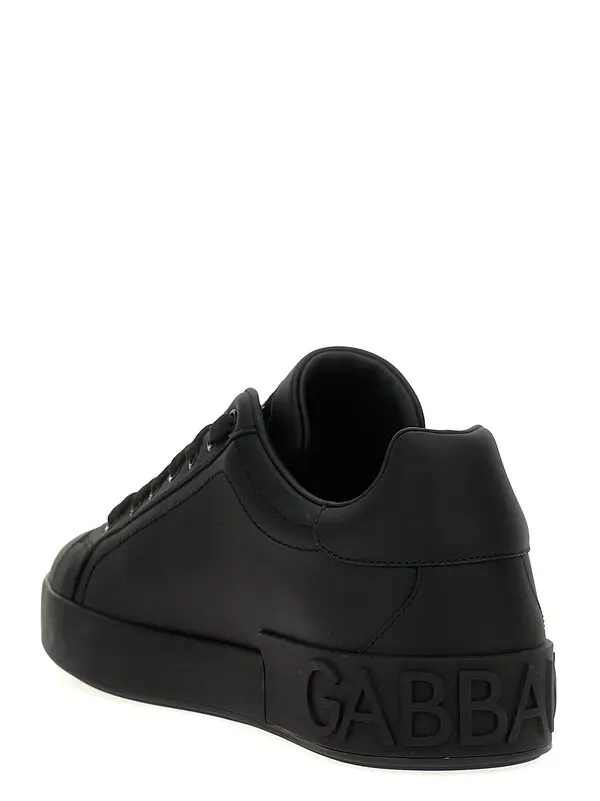 Dolce & Gabbana Portofino' Lace-up Leather Sneakers - Black