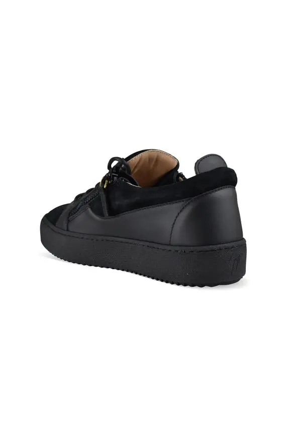 GIUSEPPE ZANOTTI Leather And Suede Sneakers With Gold Hardware