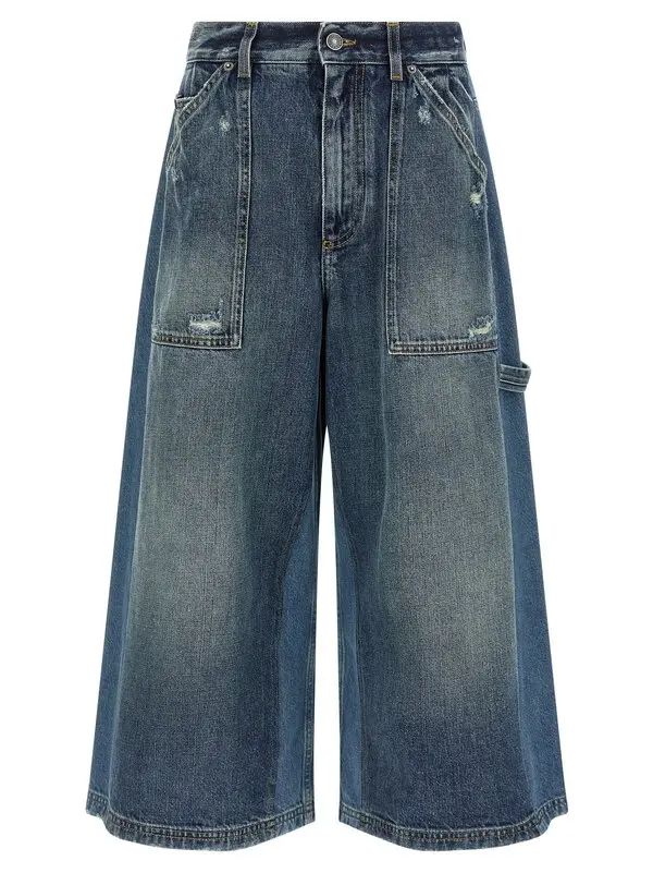 Dolce & Gabbana Denim Bermuda Shorts With Paneled Construction - Blue