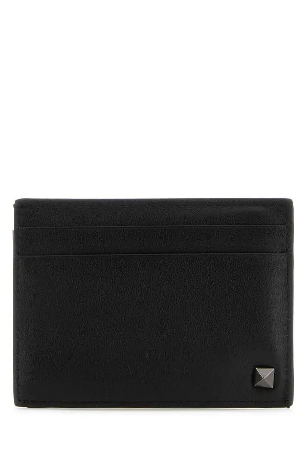 Valentino Garavani Leather Rockstud Card Holder - Black