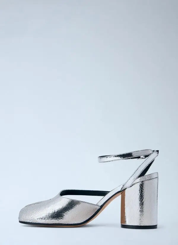 MAISON MARGIELA Tabi Pump Sandals With Ankle Strap And Block Heel - Silver