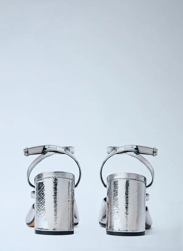 MAISON MARGIELA Tabi Pump Sandals With Ankle Strap And Block Heel - Silver