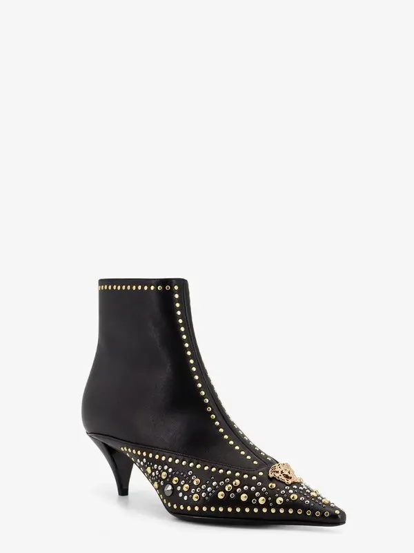 Versace Leather Ankle Boots With Medusa Detail And Studs - Multicolor