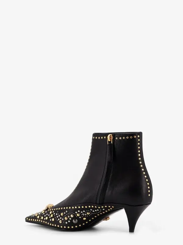 Versace Leather Ankle Boots With Medusa Detail And Studs - Multicolor