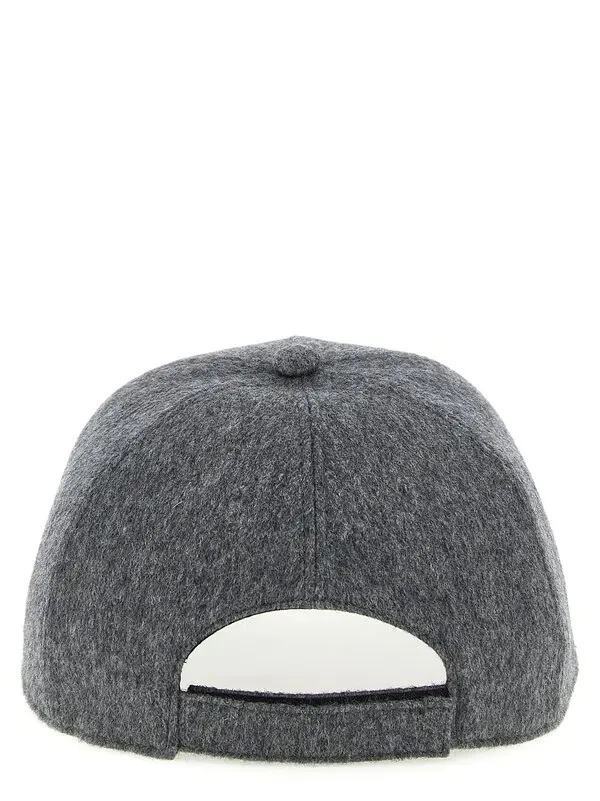Fendi Wool And Cashmere Baseball Cap With Ff Embroidery - Gray