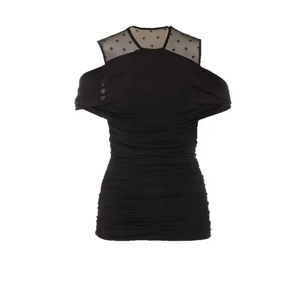 MARINE SERRE Short-sleeve Turtleneck Top - Black